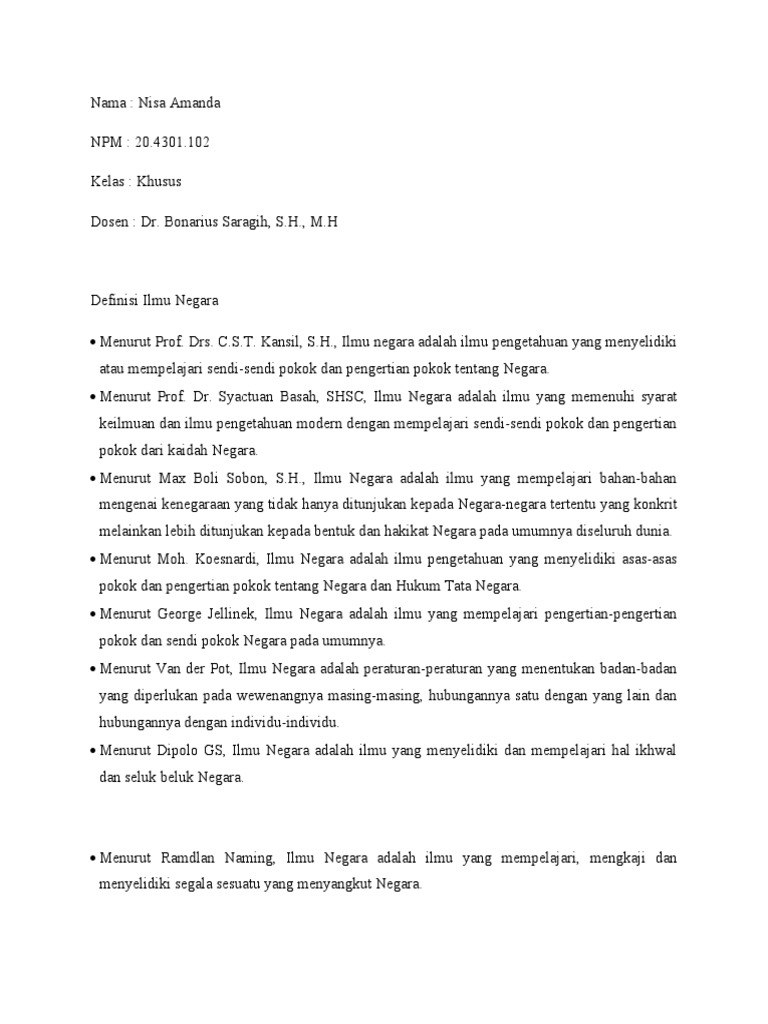 Definisi Ilmu Negara | PDF