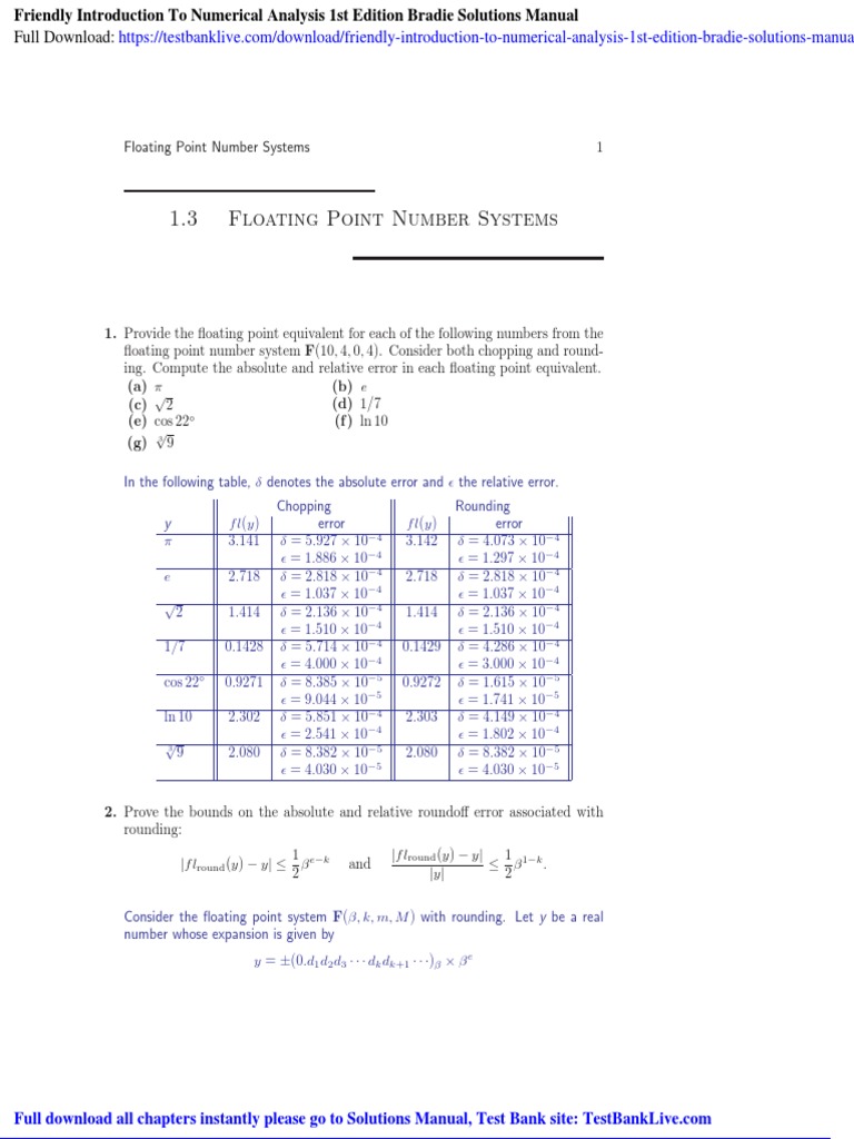 Friendly Introduction To Numerical Analy | PDF
