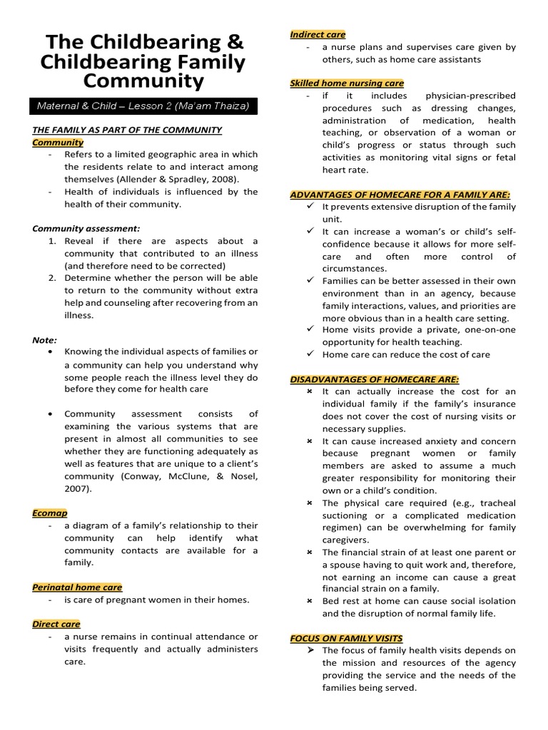 Childbearing Family Health Care Insights | PDF | Nursing | Family
