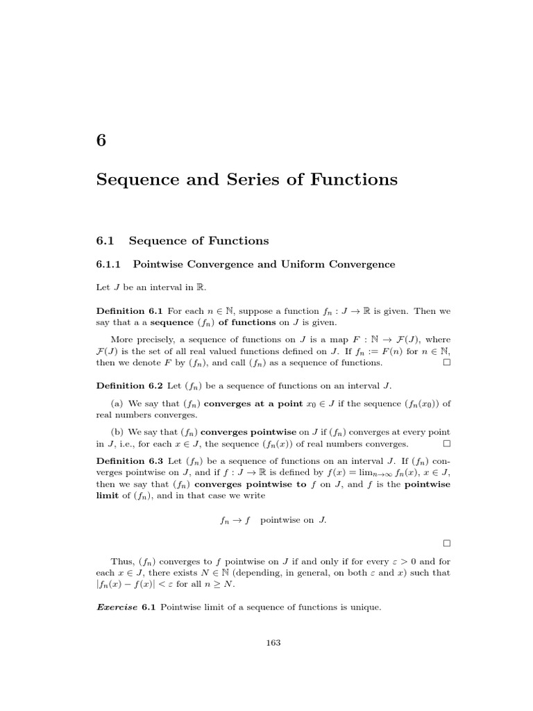 6 Sequence and Series of Functions 6 1 S | PDF | Continuous Function ...