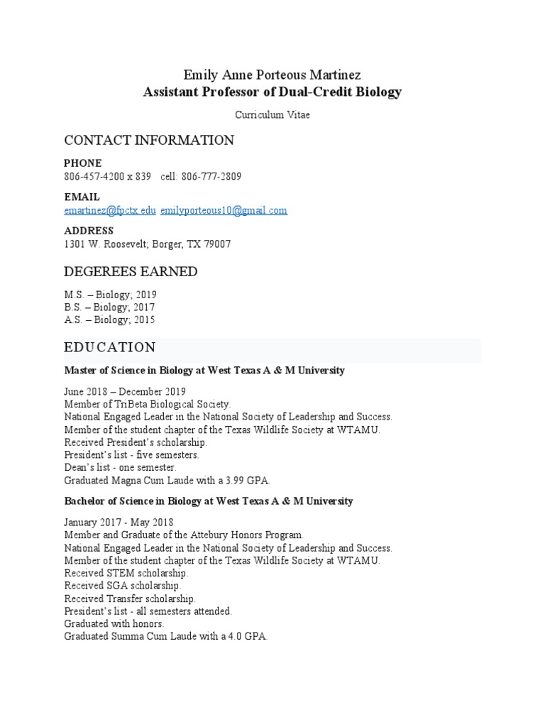 Emily Anne Porteous Martinez: Assistant Professor of Dual-Credit ...