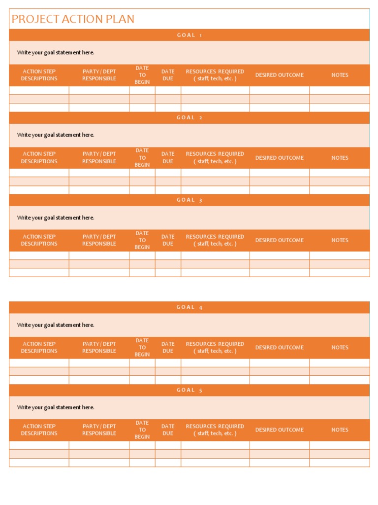 Project Action Plan: Write Your Goal Statement Here | PDF | Business ...