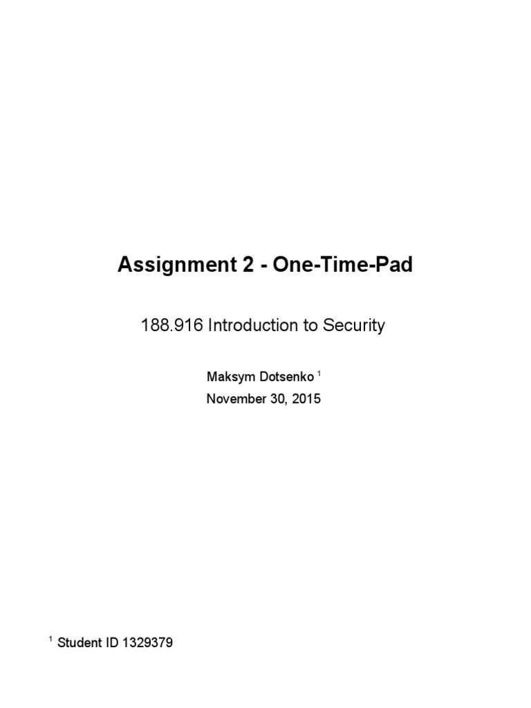 Assignment 2 One Time Pad | PDF | Key (Cryptography) | Encryption
