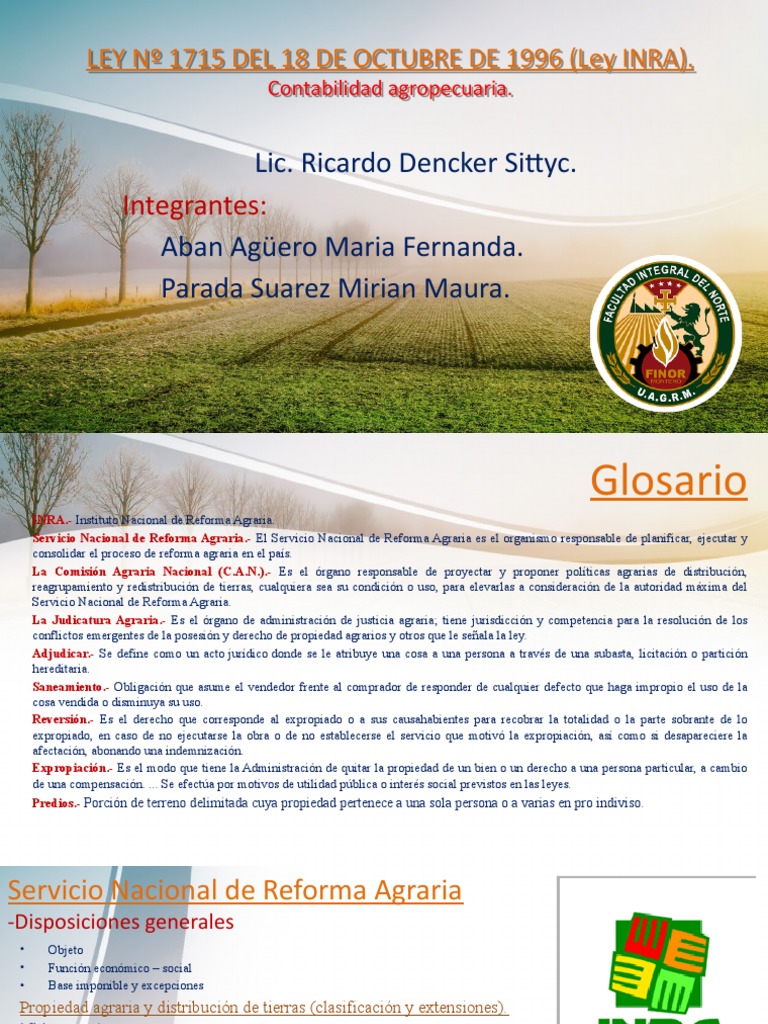 Contabilidad Agropecuaria-Ley Inra | PDF | Reforma agraria | Dominio ...
