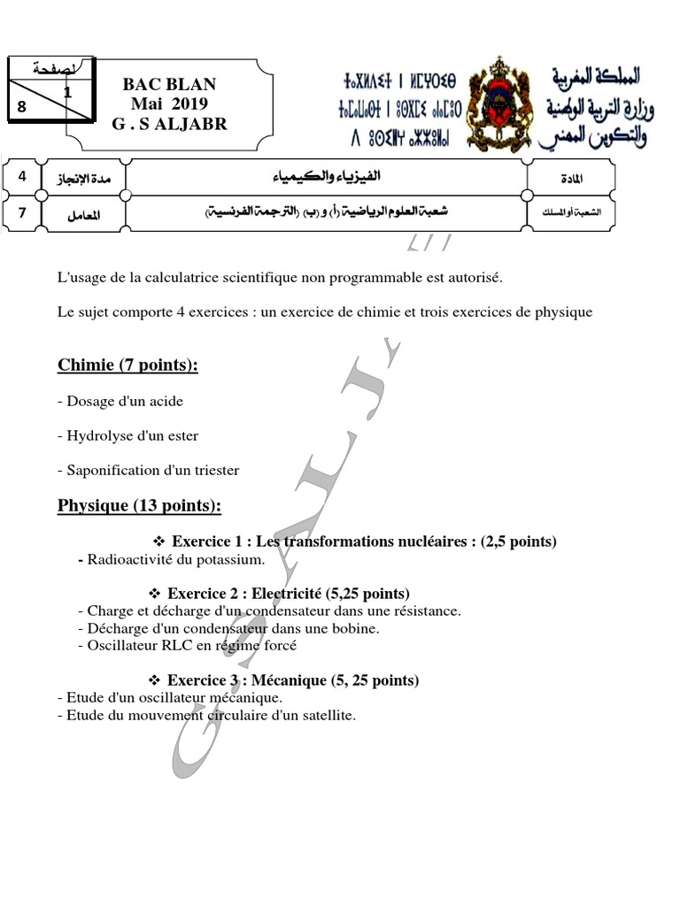 Bac Blanc 2019 | PDF | Résistance (électricité) | Satellite