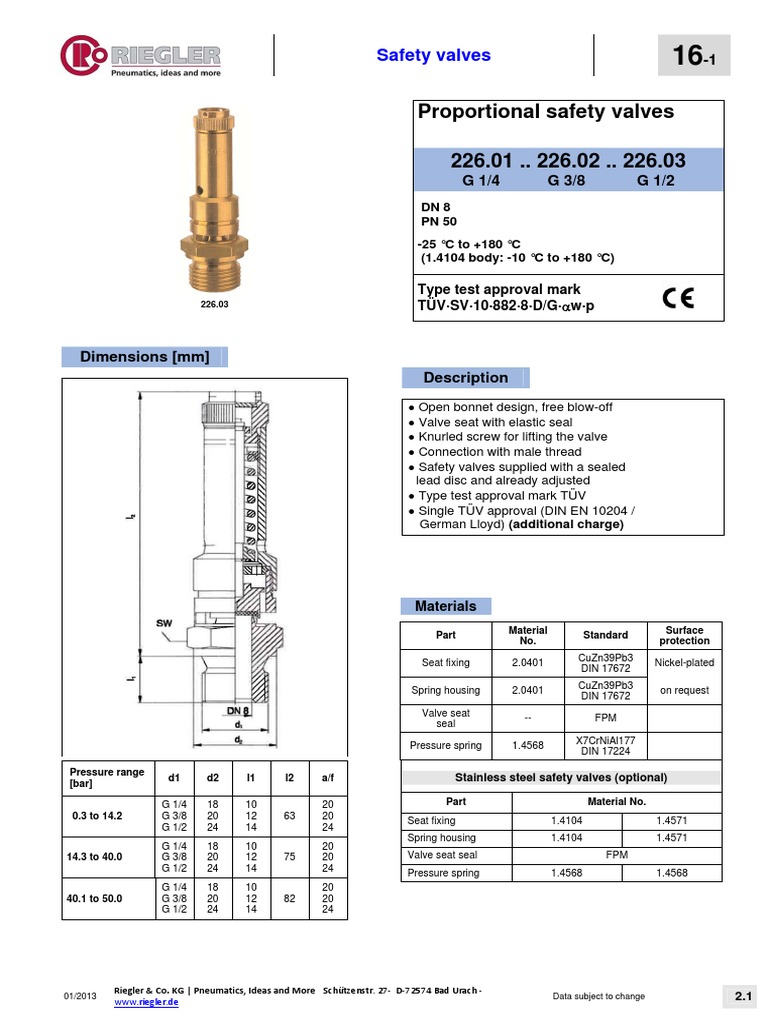 Riegler Pneumatikspeicher Sicherheitsventil GB | PDF | Valve | Safety
