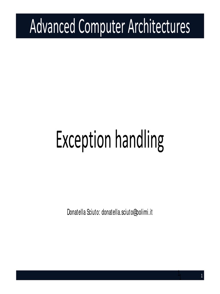 Advanced Computer Architectures: Exception Handling | PDF | Central Processing Unit | System ...