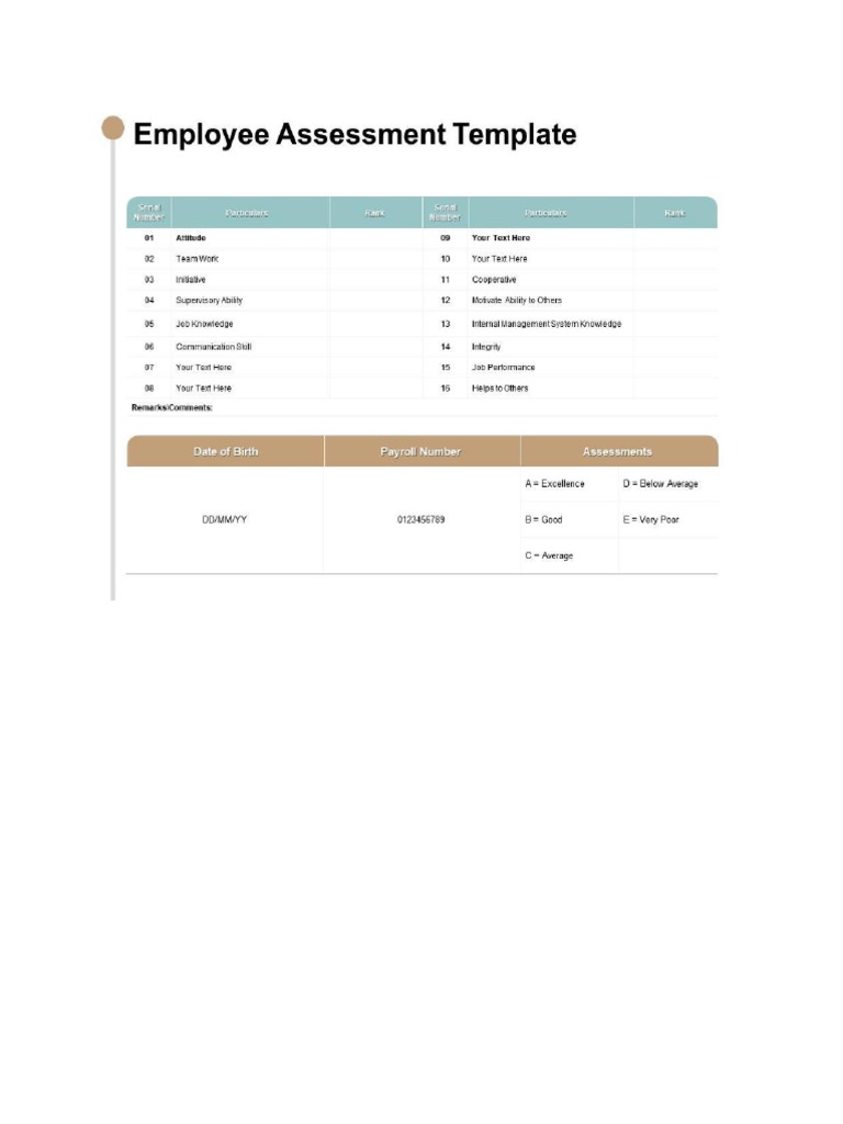 Employee Assessment Template Team Work PPT Powerpoint Presentation ...