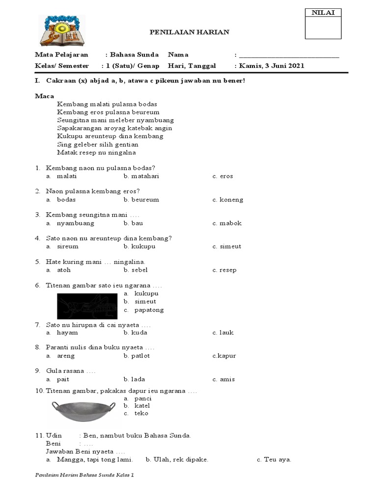PH B. Sunda Kls. 1 | PDF