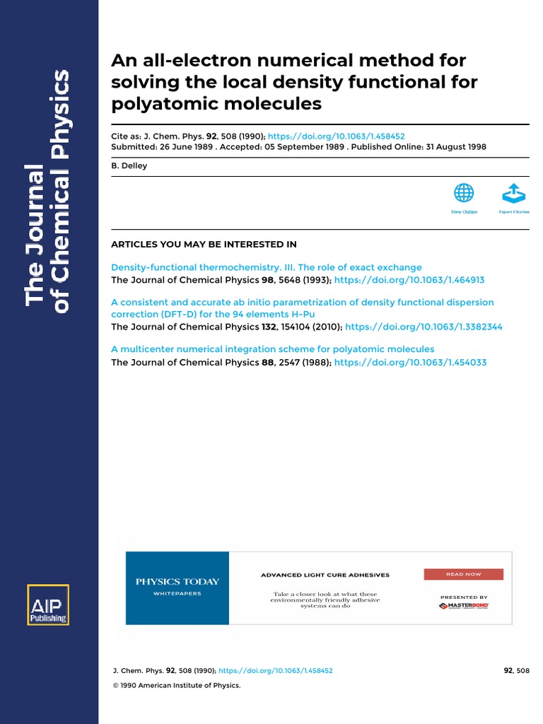 An All Electron Numerical Method For Solving The Local Density Functional For Polyatomic ...