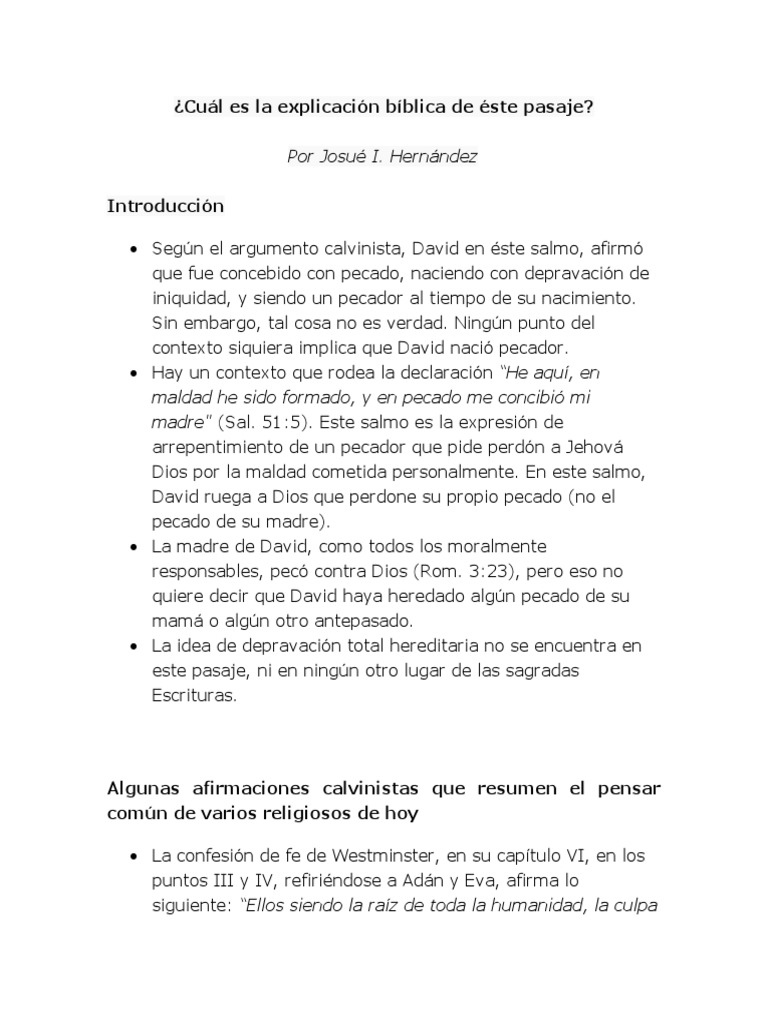 Explicacion Biblica Salmo 51 | PDF | calvinismo | Pecado