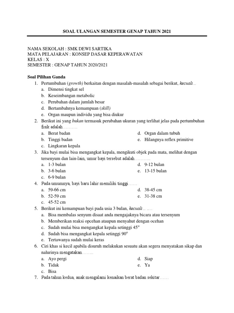 Soal Ulangan KDK | PDF