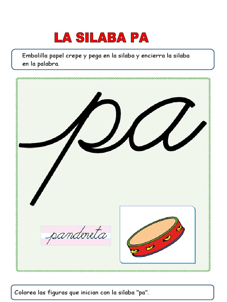 La Silaba PA para Ninos de 4 Anos | PDF | Arte
