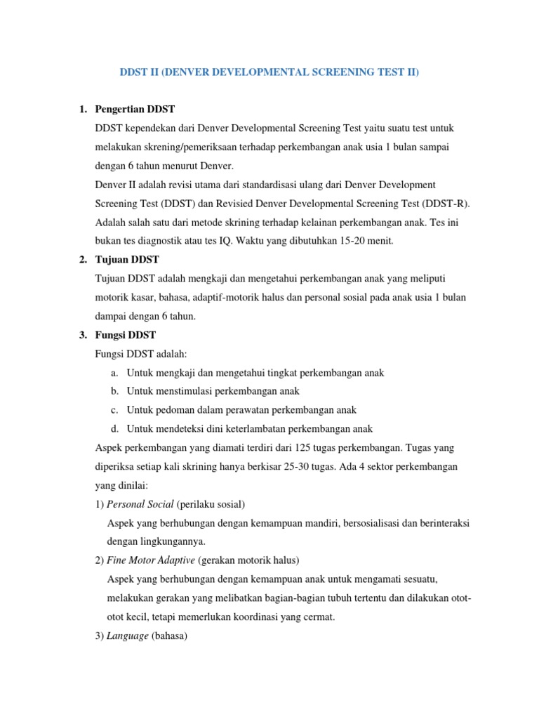 DDST II Dan KPSP | PDF | Karier & Perkembangan