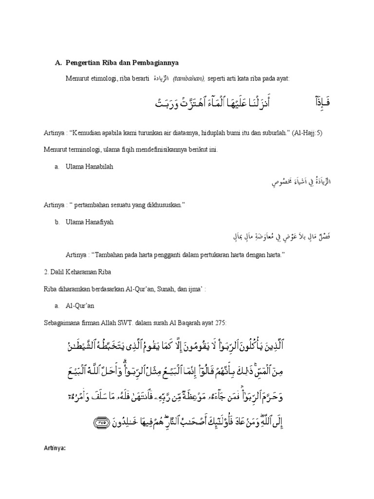 Pengertian Riba Dan Pembagiannya | PDF