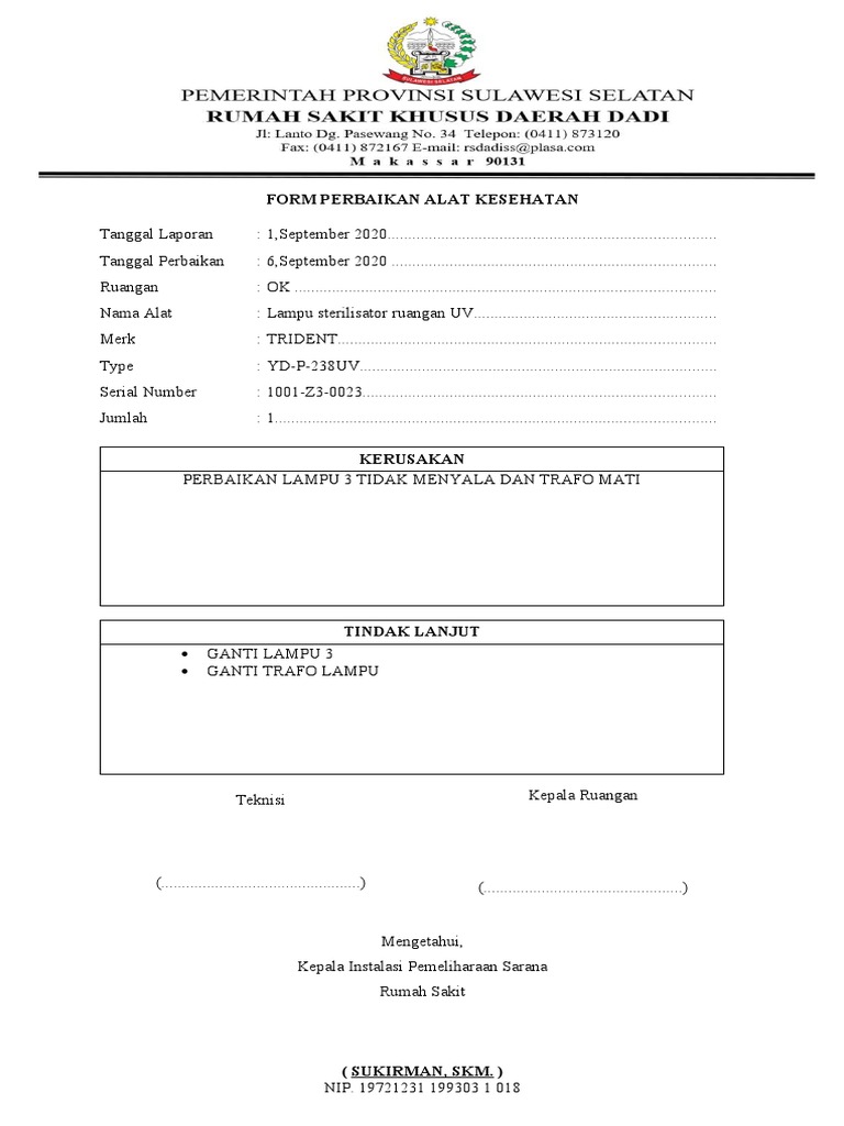 Form Perbaikan Alkes-Taufik Sy | PDF | Komputer