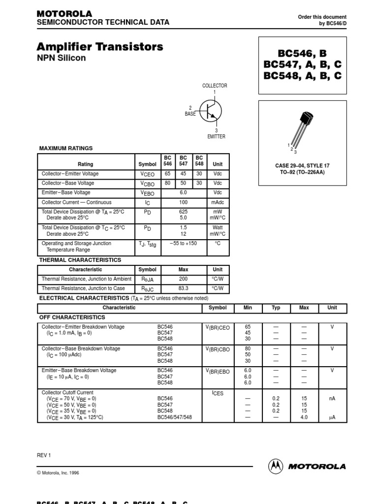 BC548 DataSheet | PDF | Transistor | Field Effect Transistor