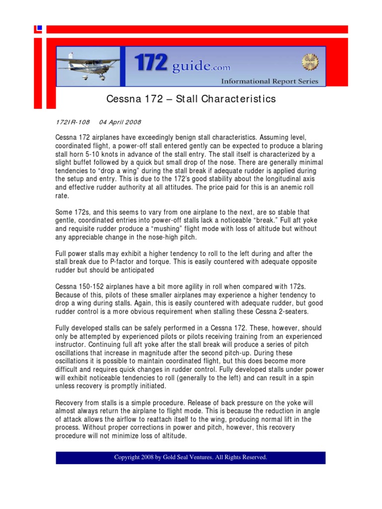 Cessna172 Stall Characteristics | PDF | Aircraft | Aerospace