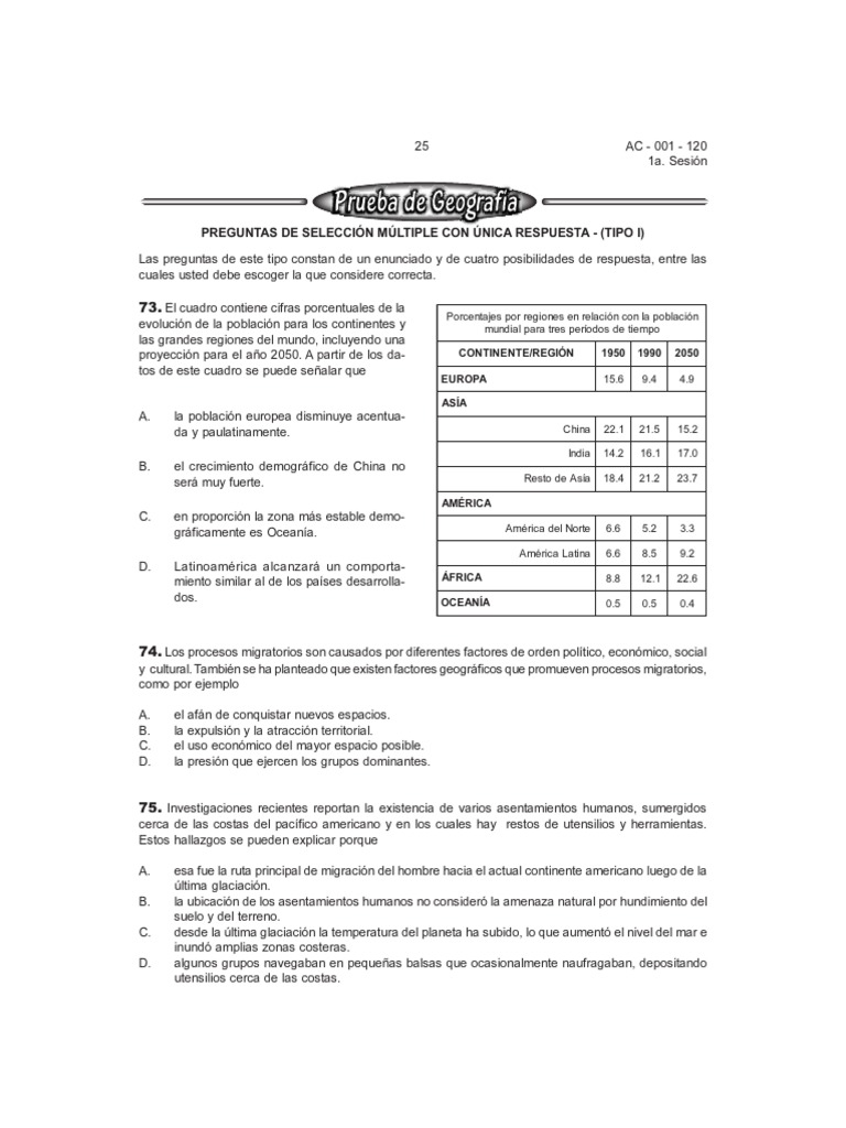 Geografia (Banco de Preguntas ICFES) 2006 | PDF | Roca (geología) | Roca ígnea