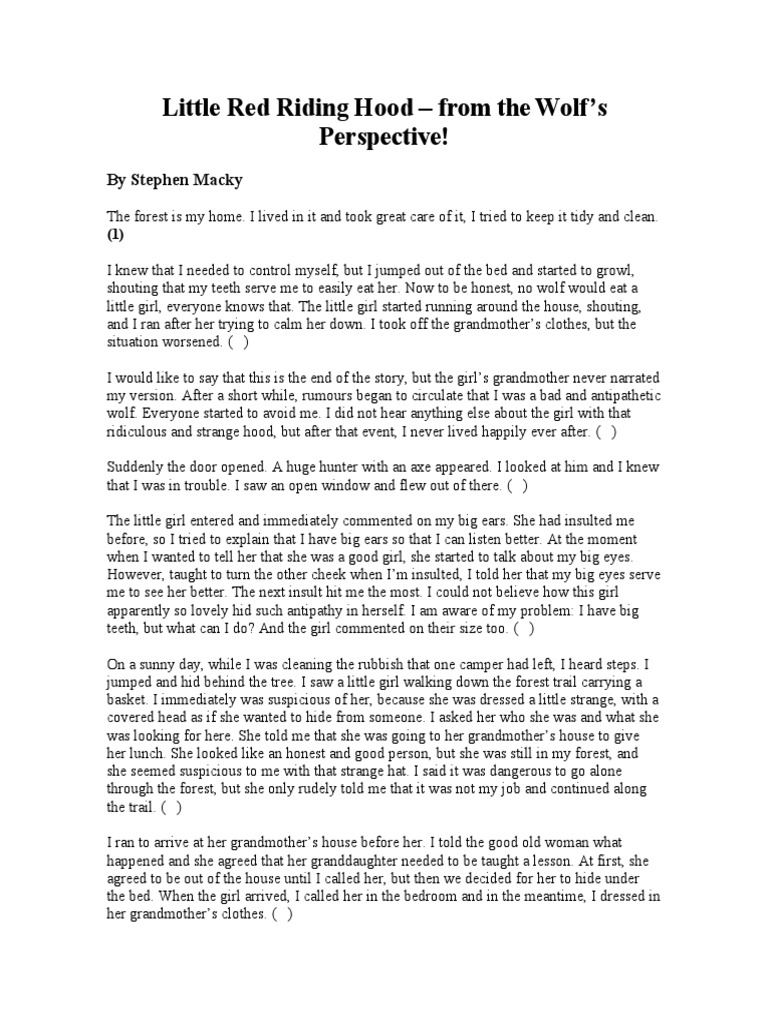 Little Red Riding Hood - From The Wolf's Perspective!: by Stephen Macky ...