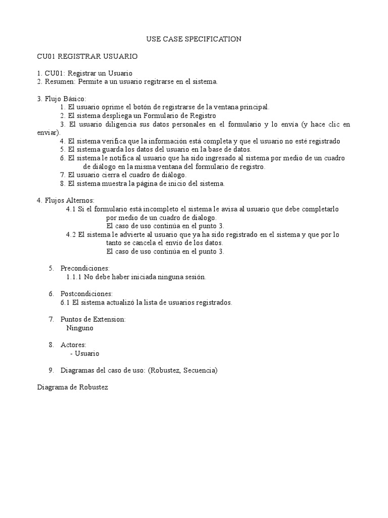 Use Case Specification | PDF | Usuario (informática) | Software del sistema