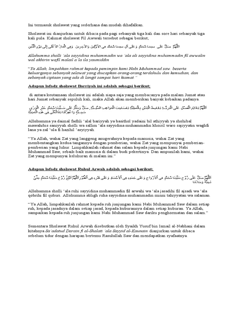 Sholawat Nabi | PDF