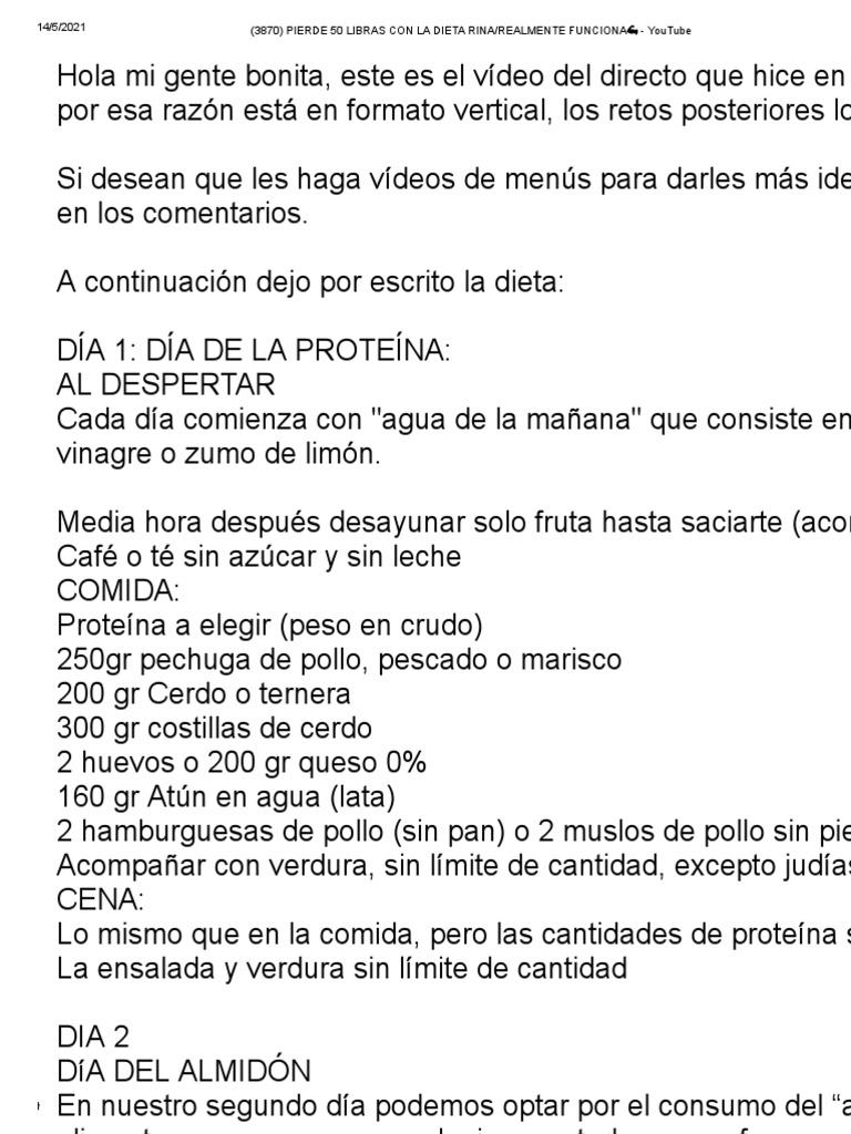 (3870) Pierde 50 Libras Con La Dieta Rina - Realmente Funciona ...