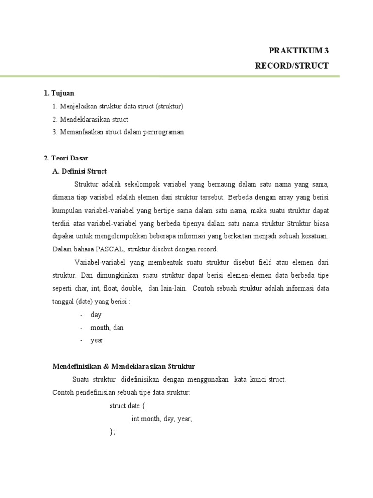 Struktur Data dan Penggunaan Struct | PDF