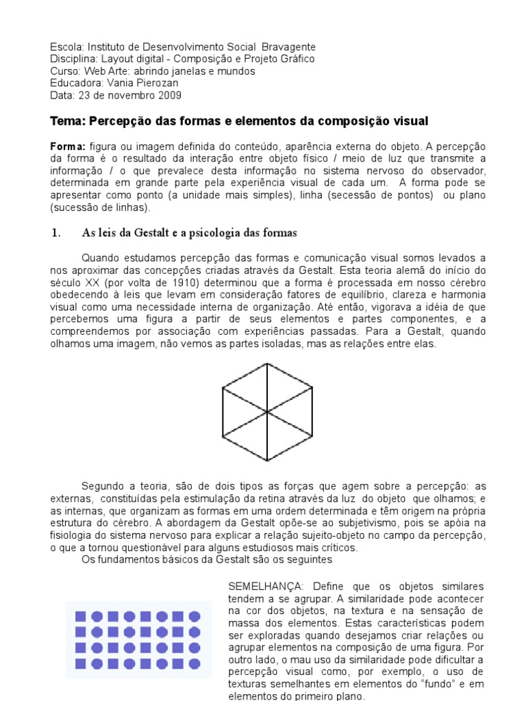 Leis da Gestalt na Composição Visual | PDF | Cor | Percepção