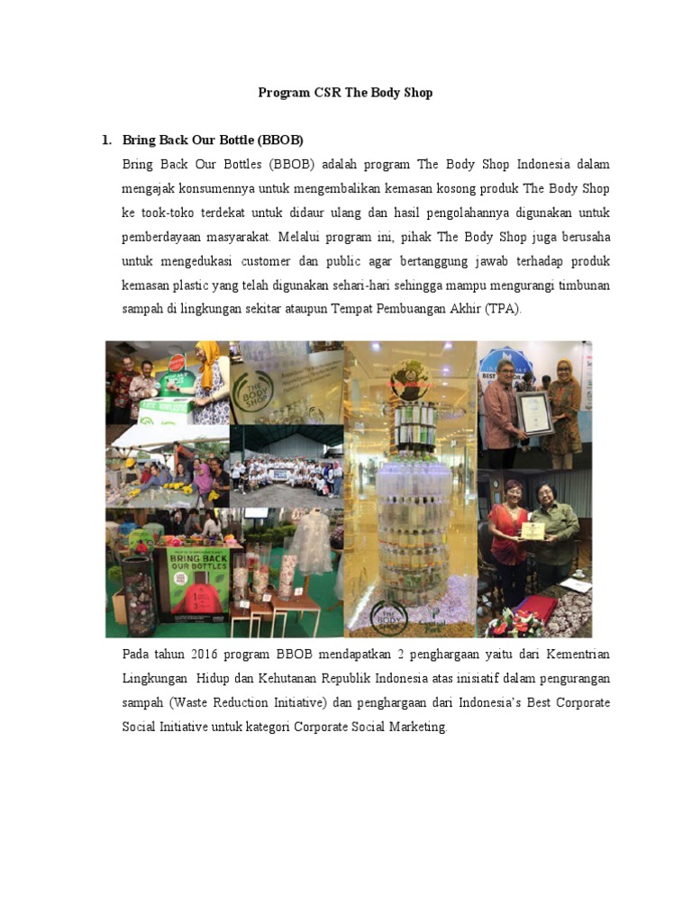 Program CSR The Body Shop | PDF