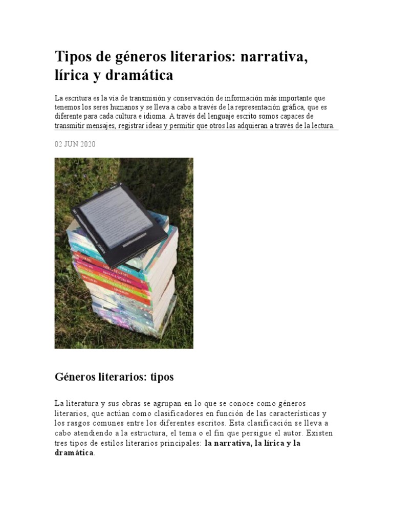 Tipos de géneros literarios explicados | PDF | Narrativa | Novelas