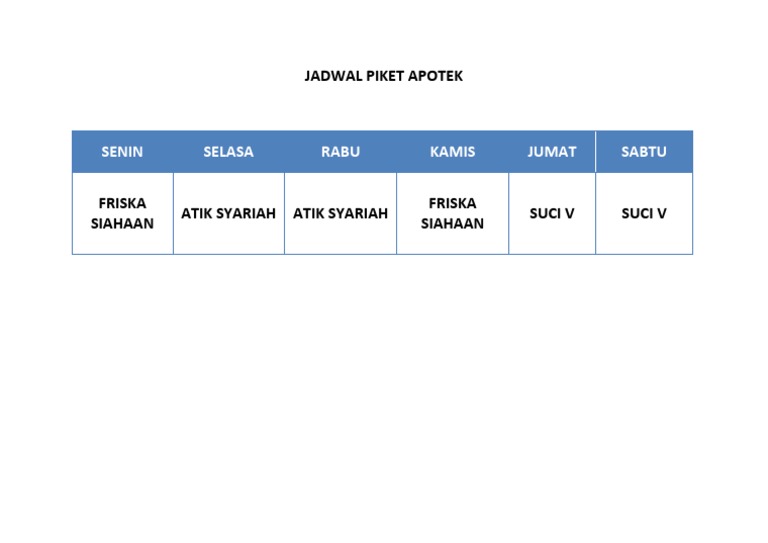 Jadwal Piket Apotek | PDF