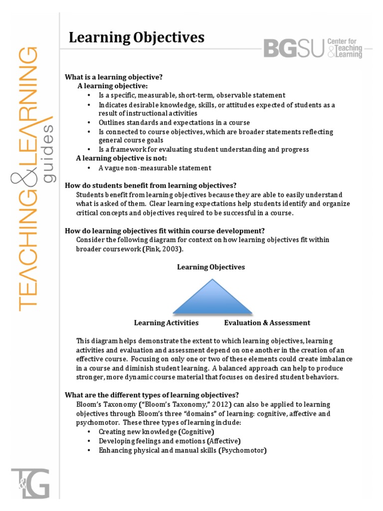 Understanding Learning Objectives | PDF | Educational Assessment | Learning