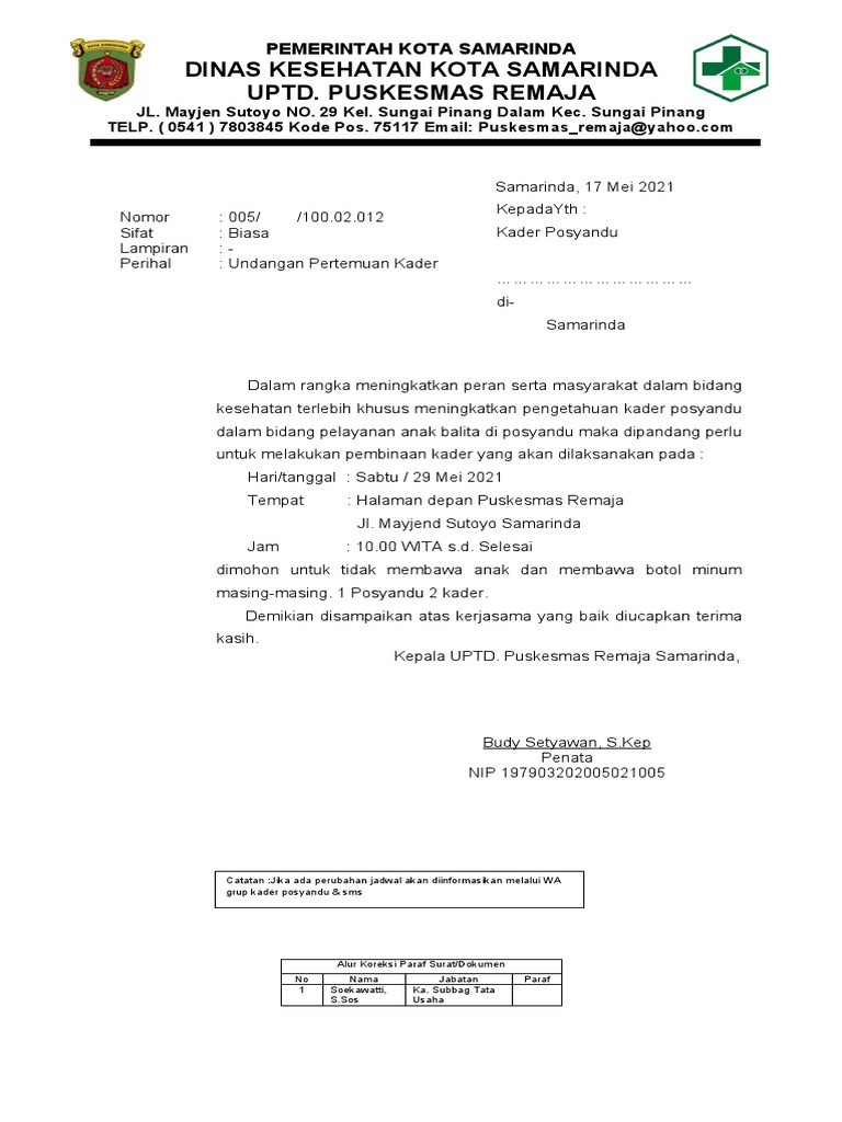 Undangan Kader Posyandu | PDF