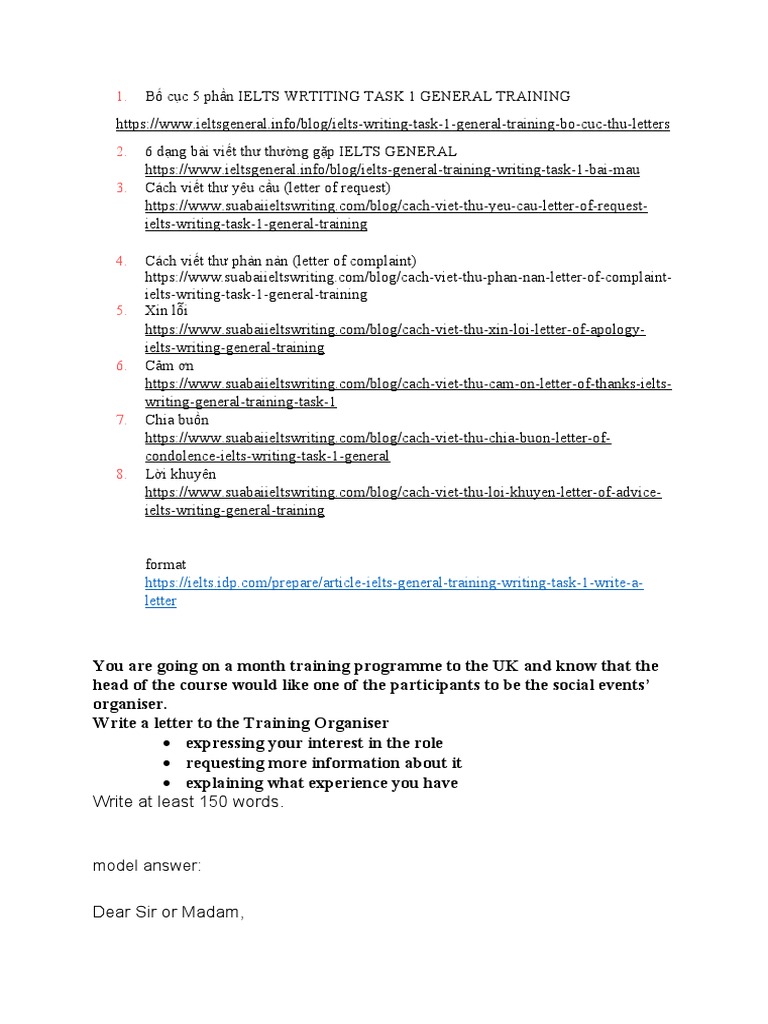 IELTS General Writing Task 1 Guide | PDF