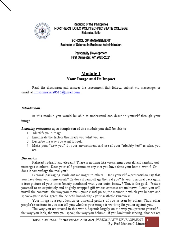 Personality Development Module 1 | PDF | Fashion | Beauty