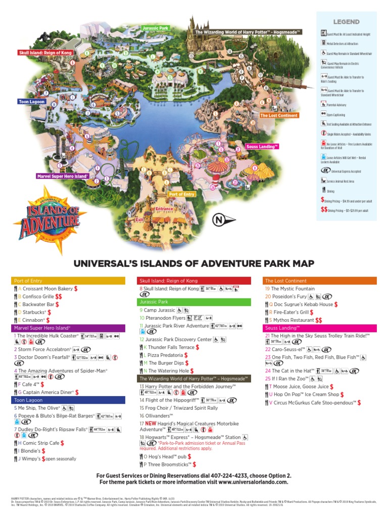 Islands of Adventure Park Map English | PDF | Restaurant And Catering