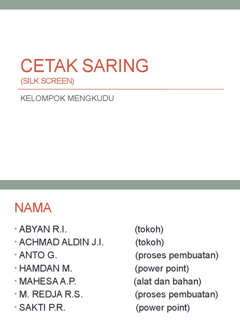 Cetak Saring | PDF