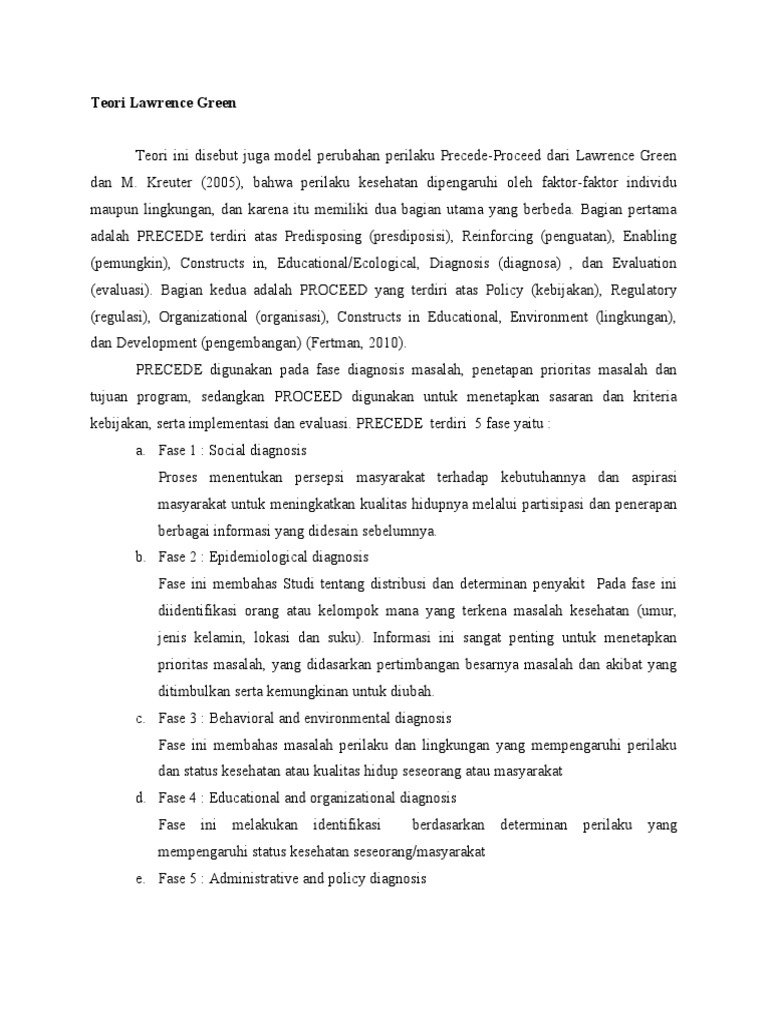 Teori Lawrence Green | PDF | Karier & Perkembangan | Sains & Matematika