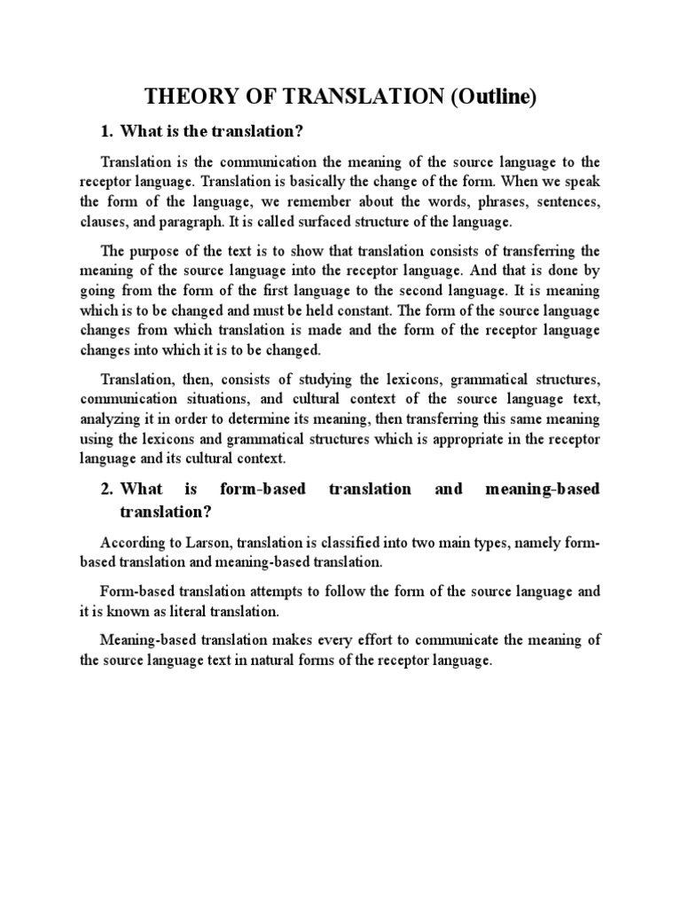 Theory of Translation (Outline) | PDF | Translations | Sheep