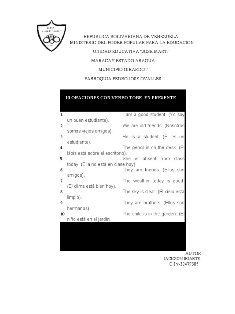 10 Oraciones Con Verbo Pdf