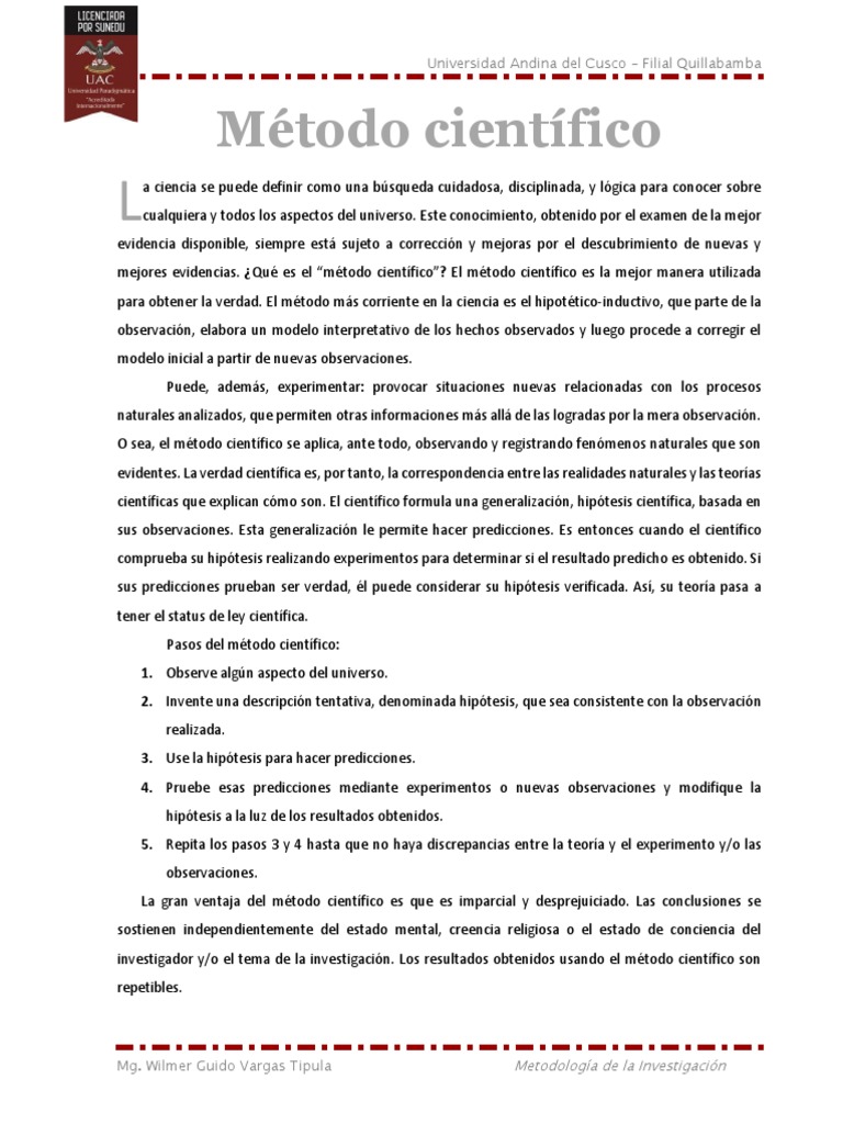 Lectura 02 Método Científico | PDF | Método científico | Experimentar