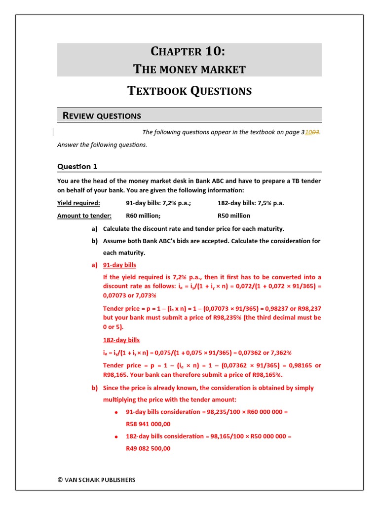 C 10: T T Q: Hapter HE Money Market Extbook Uestions | PDF | Repurchase ...
