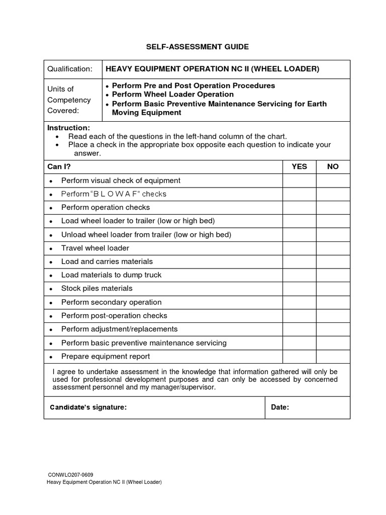 SAG - HEO (Wheel Loader) NC II | PDF