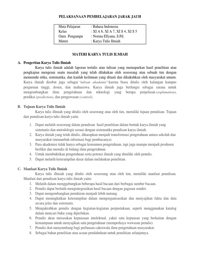 Panduan Karya Tulis Ilmiah Siswa XI | PDF