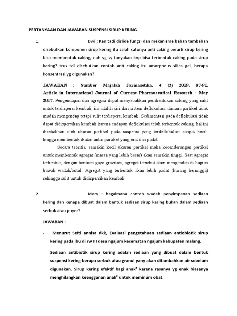 Pertanyaan Seputar Caking dan Suspensi | PDF | Griya & Taman | Sains ...