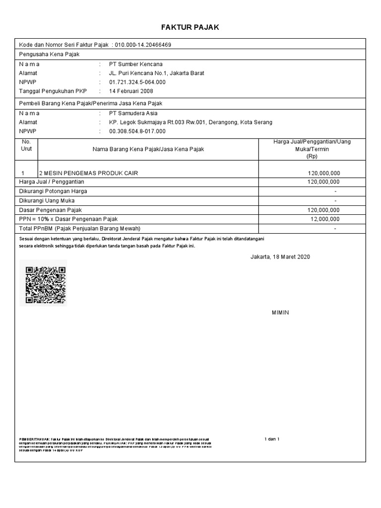 CONTOH-e FAKTUR-PAJAK-BKP Dan JKP Laela Sari Asih | PDF