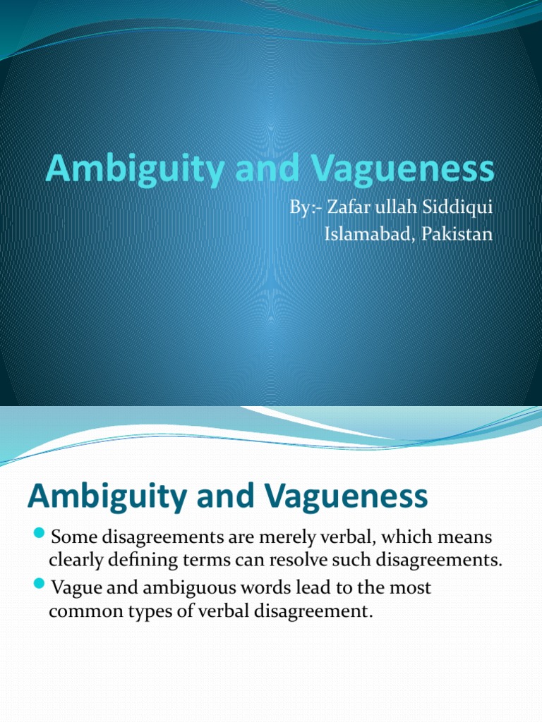 Topic No.14-Ambiguity and Vagueness | PDF | Ambiguity | Fallacy
