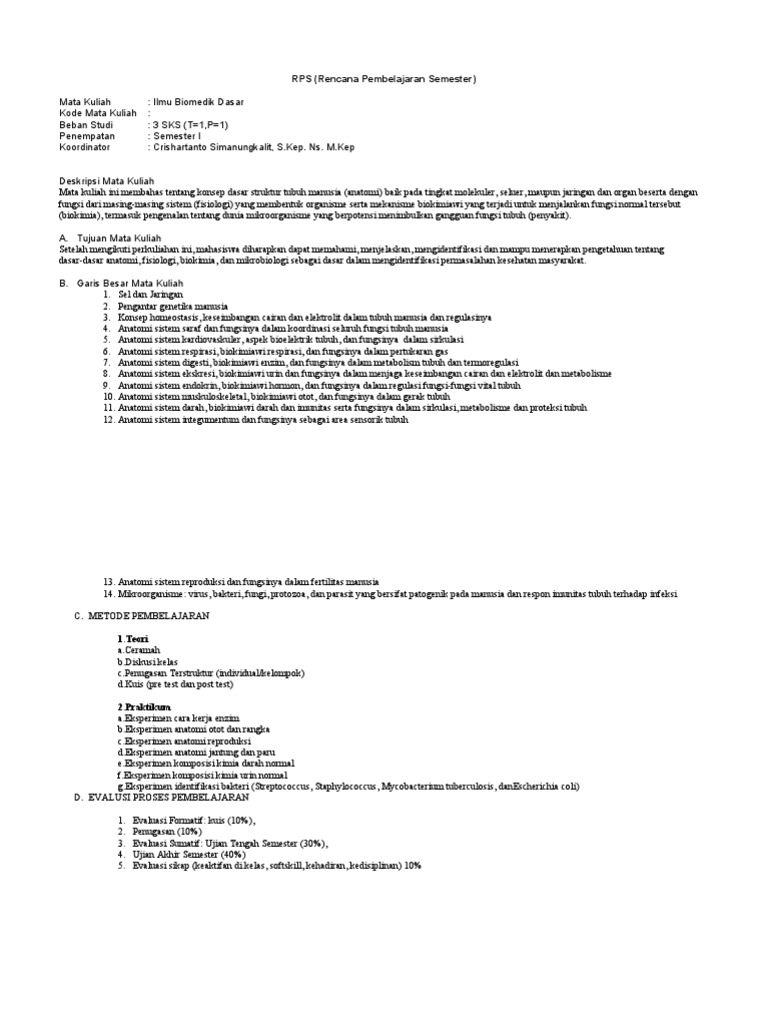 RPS Biomedik Dasar Oke | PDF