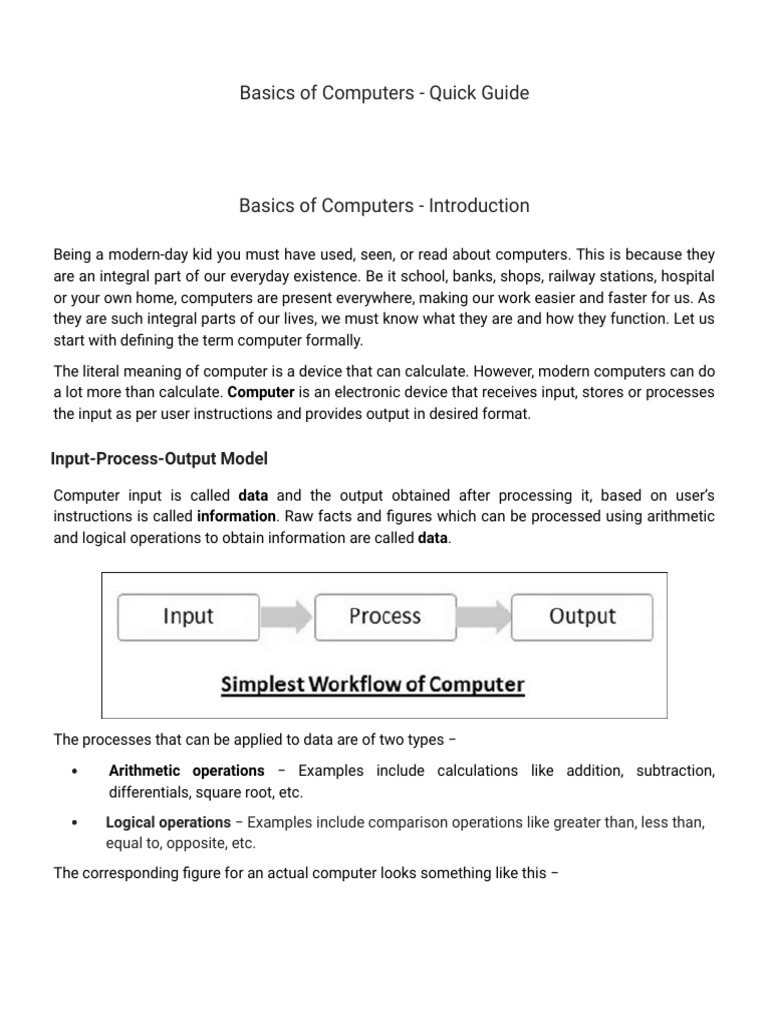 Basics of Computers - Quick Guide - Tutorialspoint | PDF | Scheduling (Computing) | Operating System